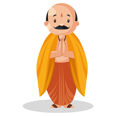 Indian pandit illustration with greet hands