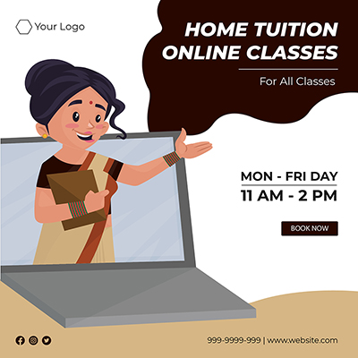 Template banner of home tuition online classes