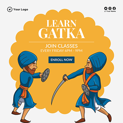 Learn gatka on a banner template design