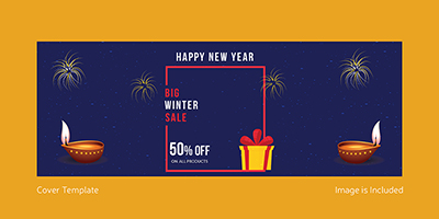 Happy new year winter sale cover page template