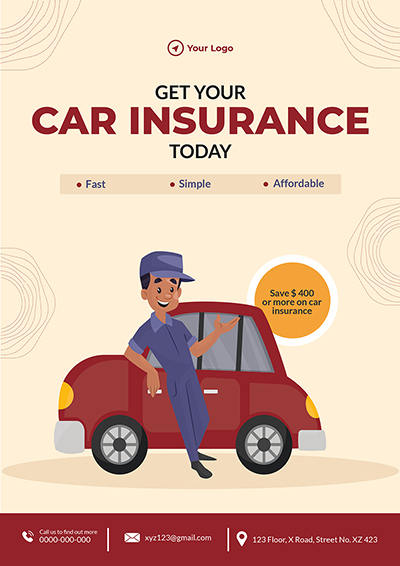 Flat flyer template of car insurance