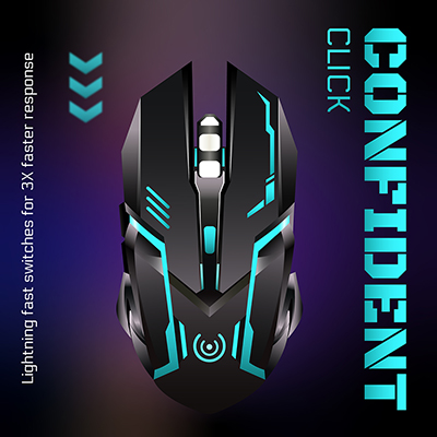 Banner template of confident click gaming mouse