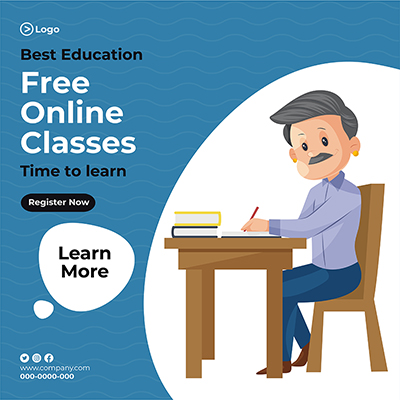 Free online education classes banner template post