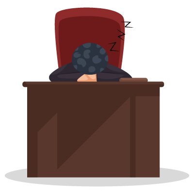 Illustration of indian judge is sleeping on desk