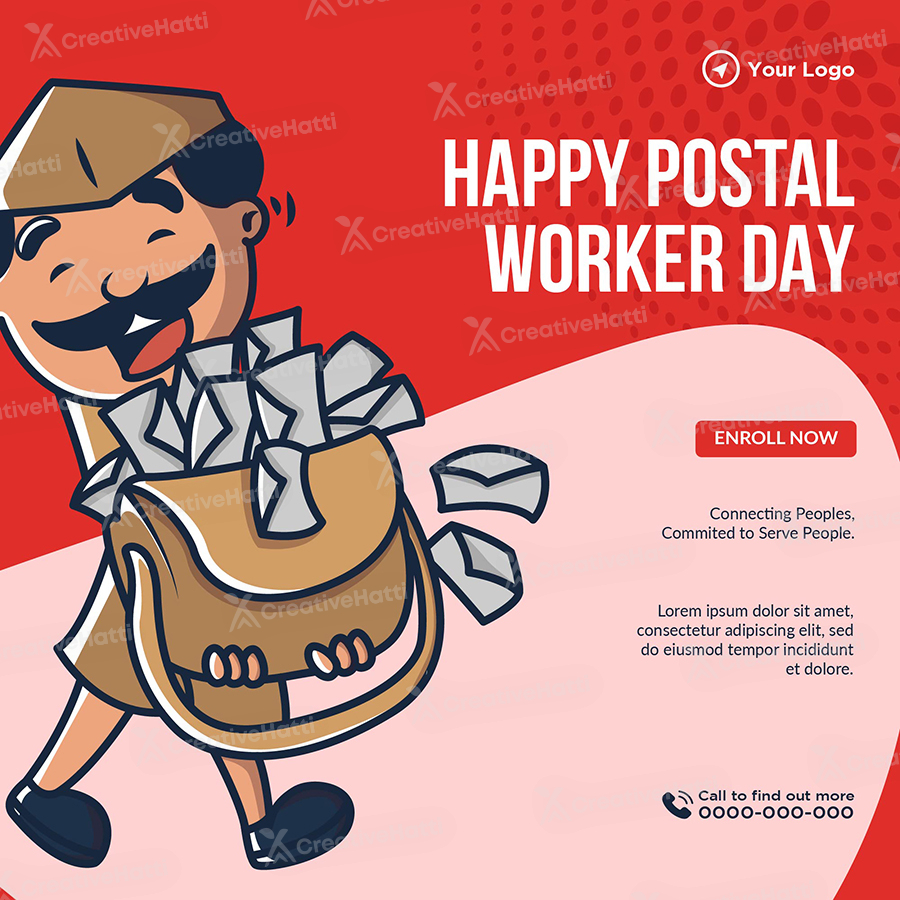 Happy postal worker day banner design