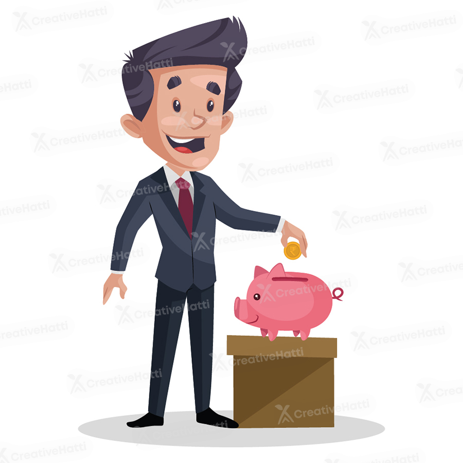 Saving Money Piggy Bank Cartoon