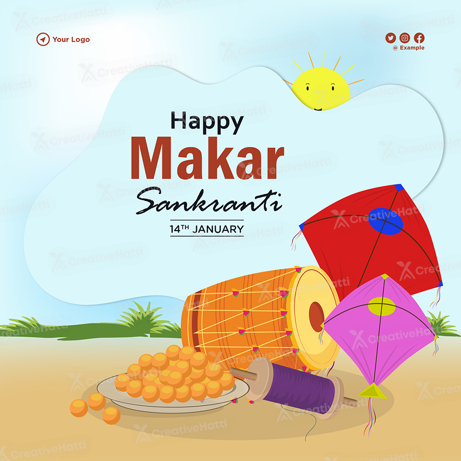 Banner template for the happy makar sankranti festival