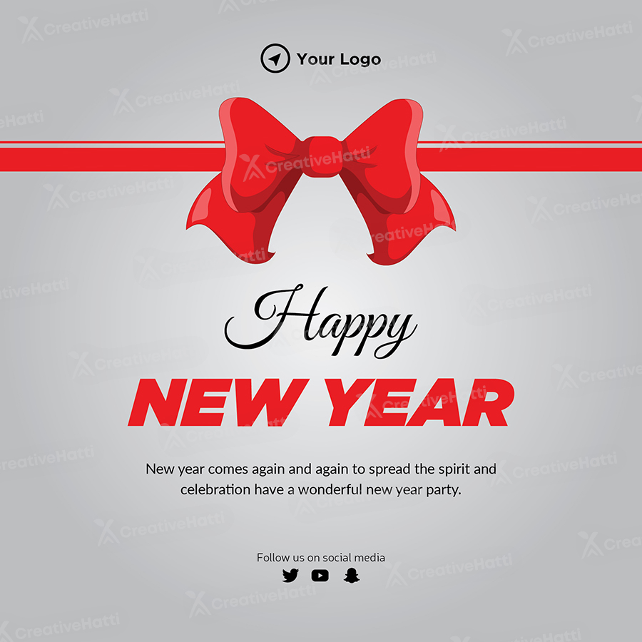 Happy new year on a banner template