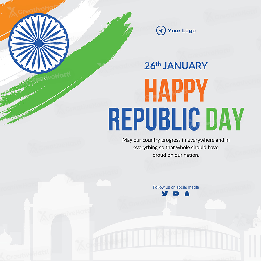 Happy republic day 26 january with banner template