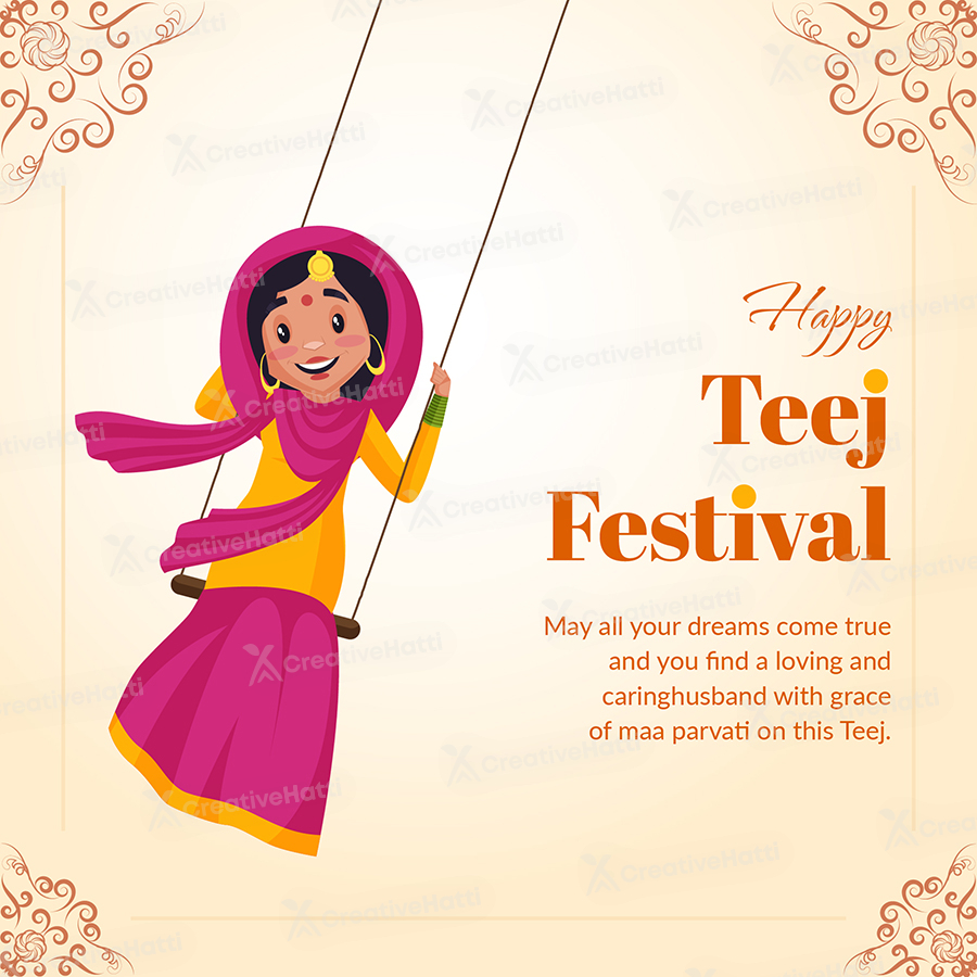 Banner template of a happy teej festival