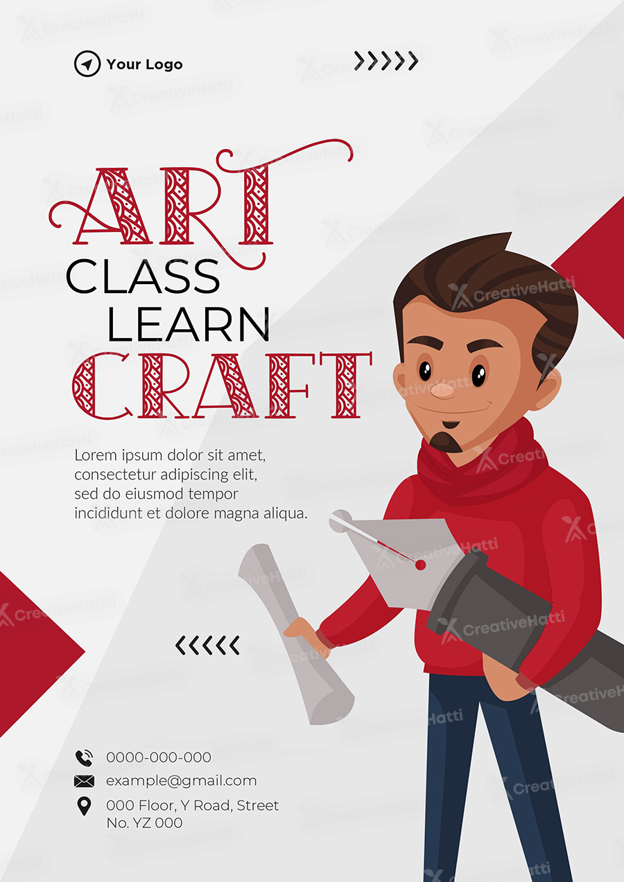Flyer template of art class and learn craft