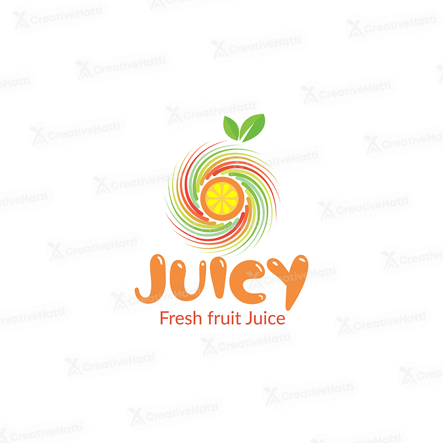 Juicy fresh fruit juice vector mascot logo template