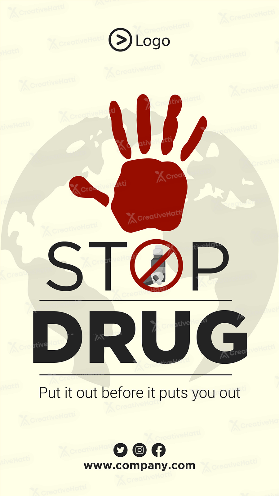 Portrait template of stop drug