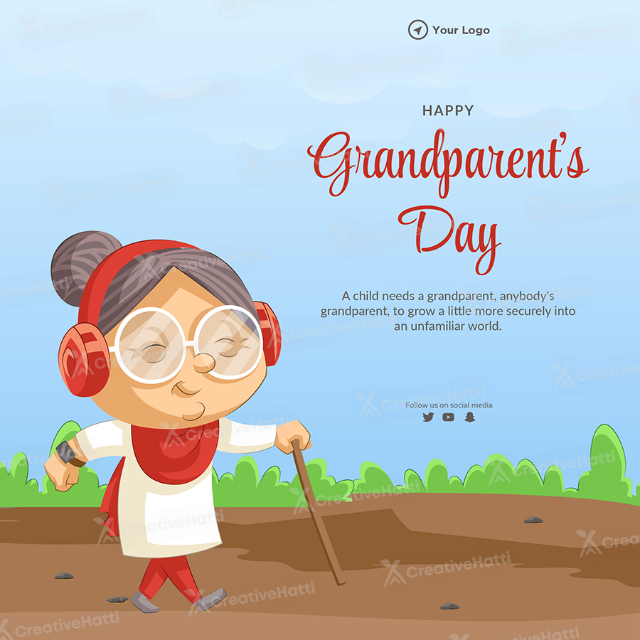 Happy grandparents day with template banner