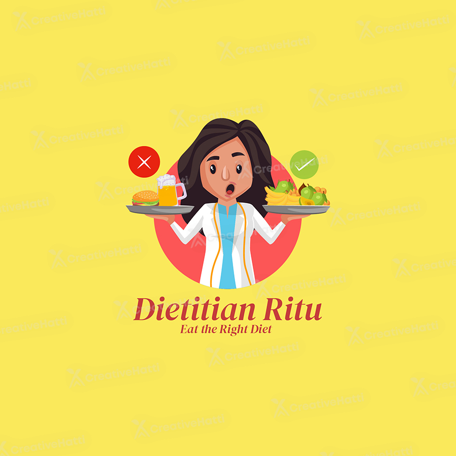 Dietitian ritu eat the right diet vector mascot logo template