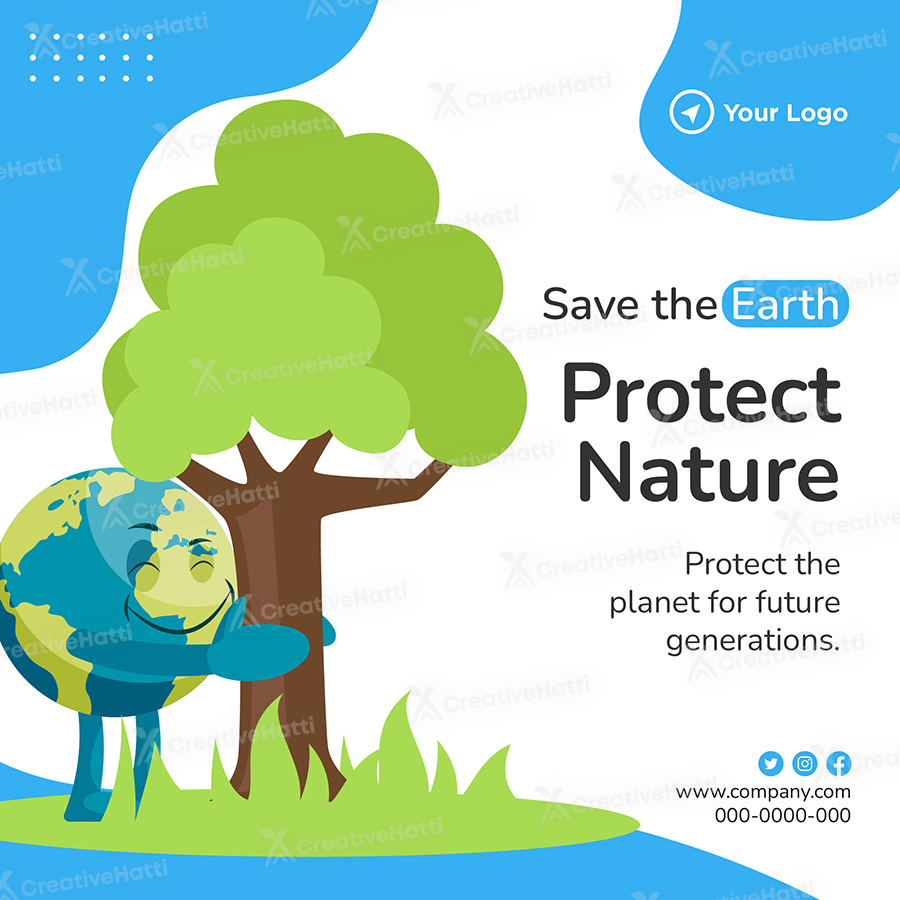 Save earth protect nature flat template banner