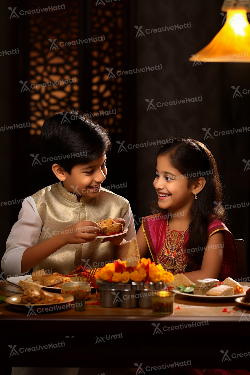 Raksha bandhan festival with the brother sister portrait