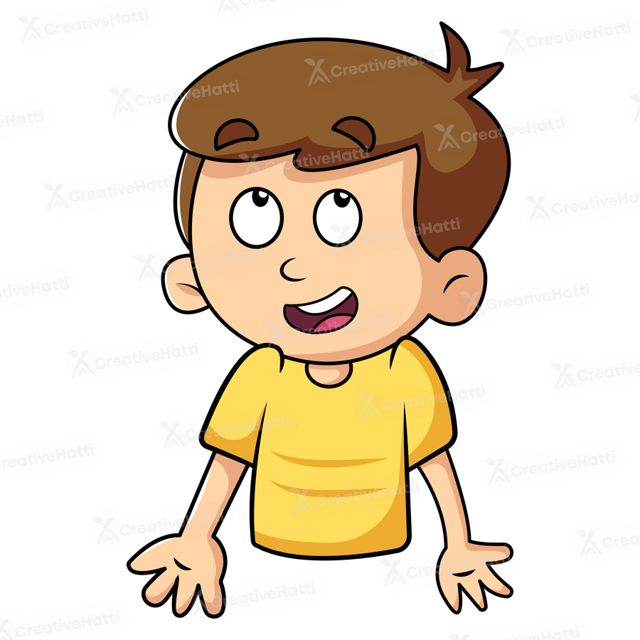 Thinking Cartoon Boy