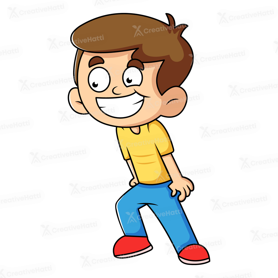 Cartoon character of indian boy with naughty smile