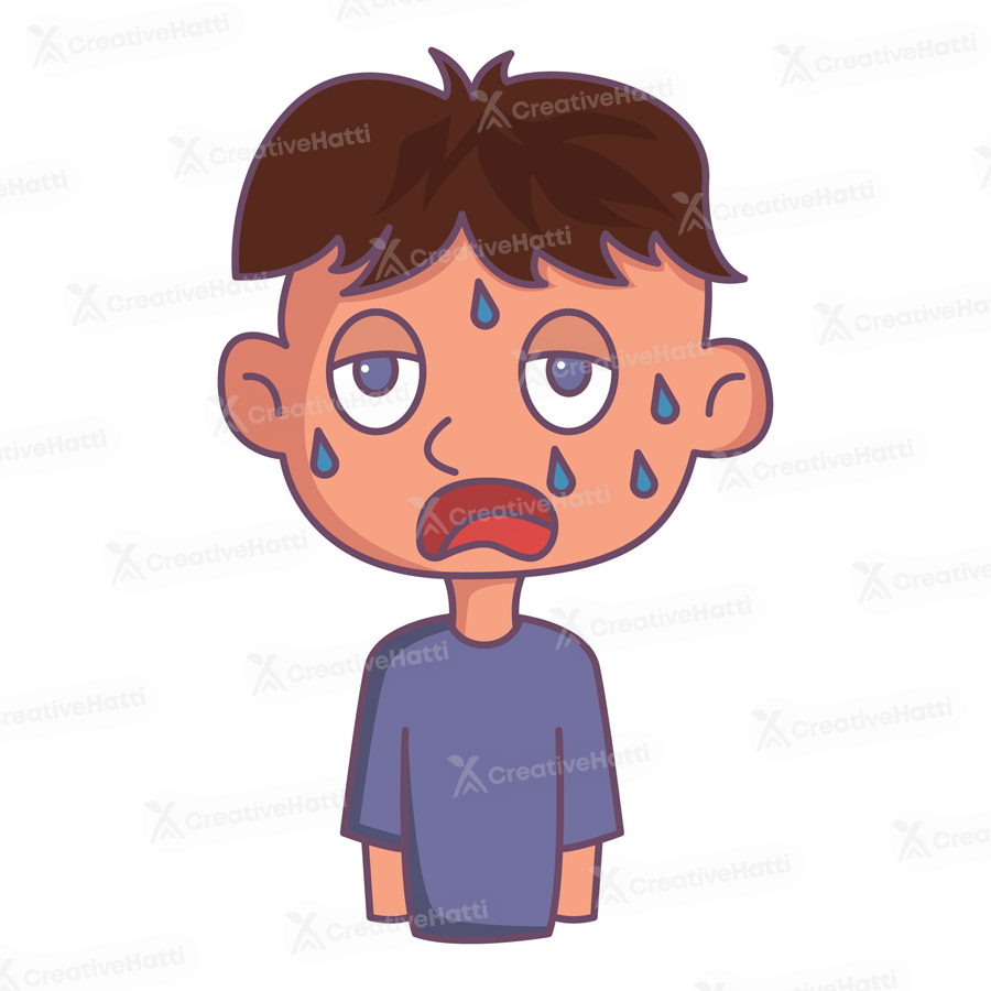Sick Boy Cartoon Kid Boy Cartoon Sick Coughing Sneezing Common Cold