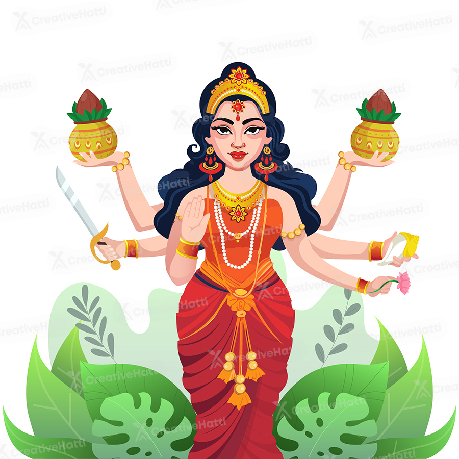 Beautiful illustration of chhathi mata